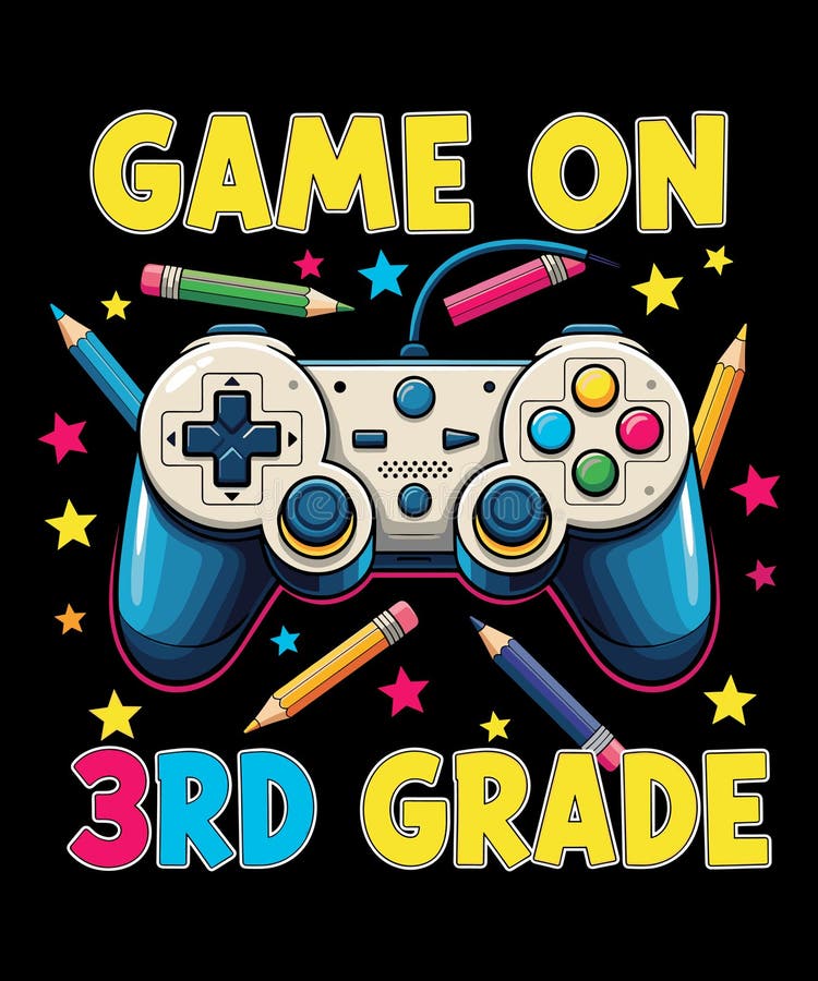Game on 3rd Grade T-Shirt stock vector. Illustration of girls - 387427208