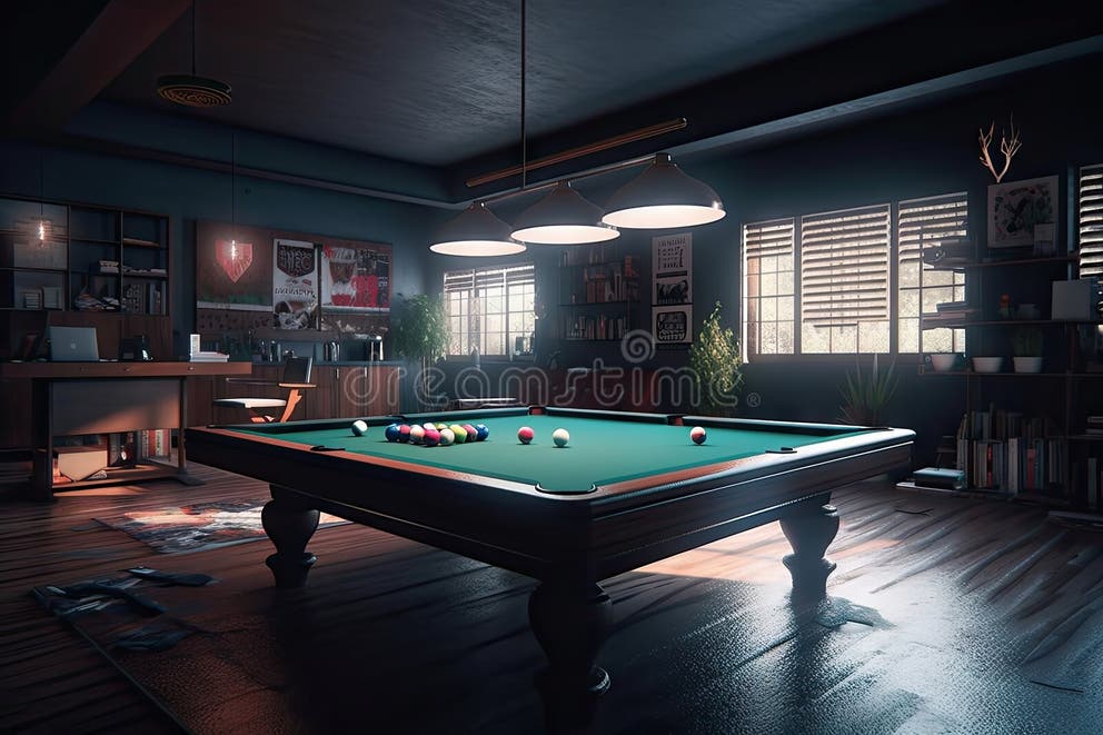 Game Room Billiards, Created Neural Network, Technology Stock Photo ...