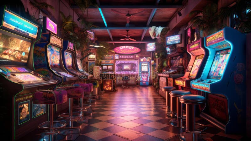 Arcade Machine Illustration 80s Close-up. Generative AI Stock Image ...