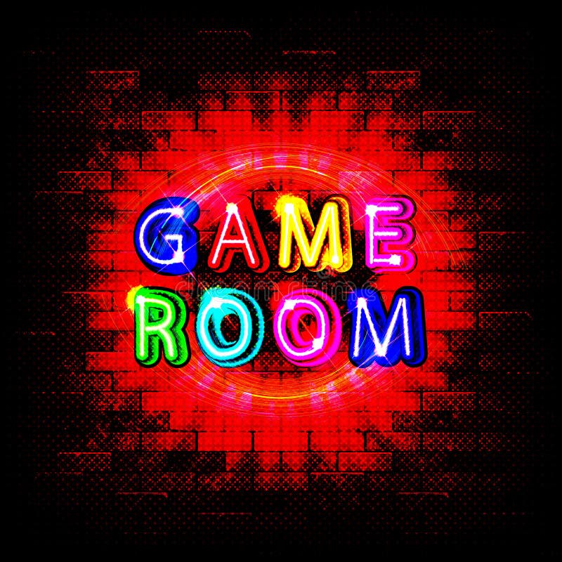 Game Room. Neon Sign Design Stock Illustration - Illustration of flyer ...