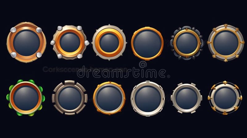 Circle Game Frames Ui Rank Avatar Round Borders Stock Vector