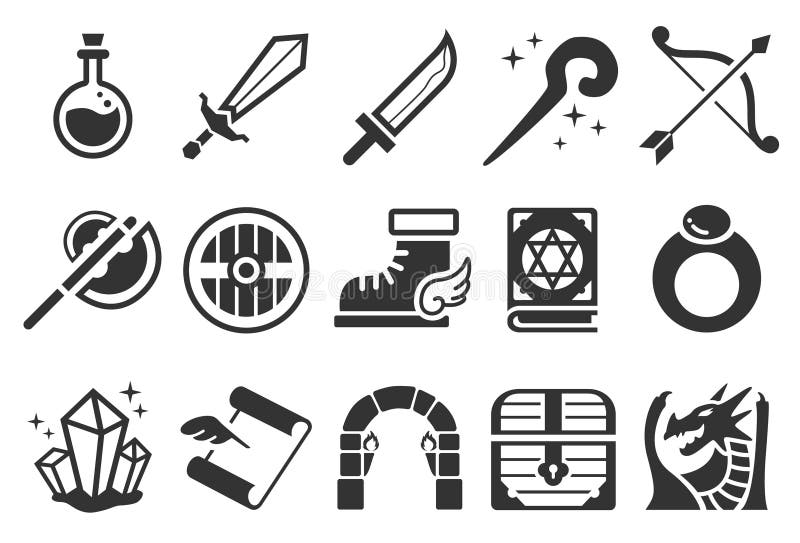 Game RPG icons stock vector. Illustration of archer, dragon - 89980035 Game RPG icons stock vector. Illustration of archer, dragon - 89980035