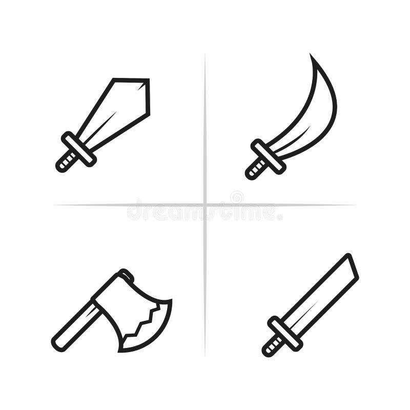 Game RPG and MMORPG Weapon Icons Stock Illustration - Illustration of ...
