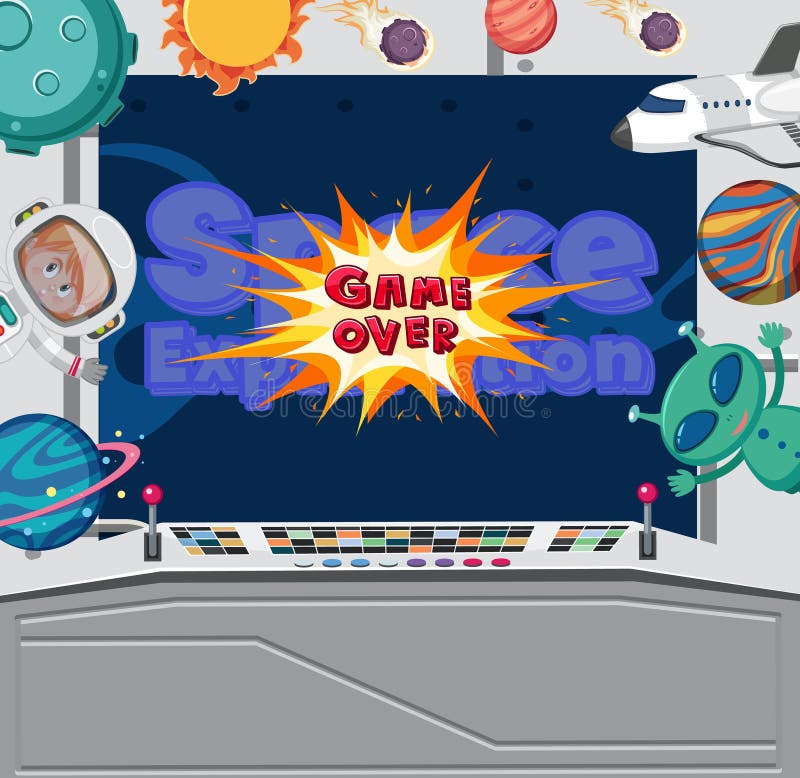 Game Screen Template for Space Game with Aliens and Astronaut in ...