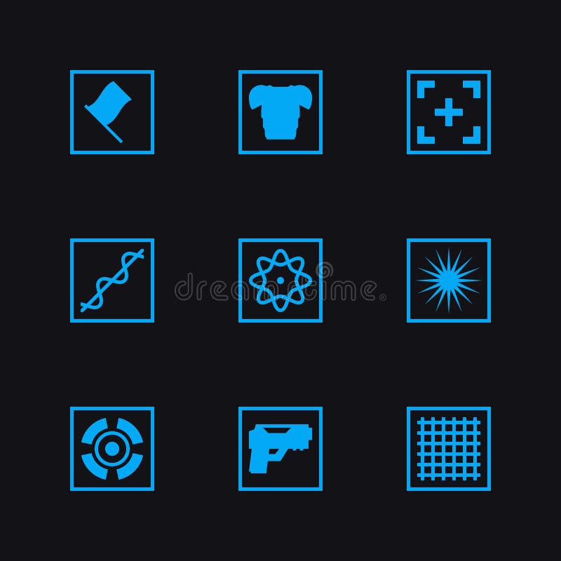 Game set weapon icons stock vector. Illustration of collection - 68680323