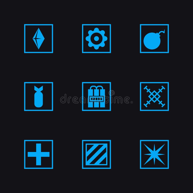 Game set weapon icons stock vector. Illustration of user - 68680342