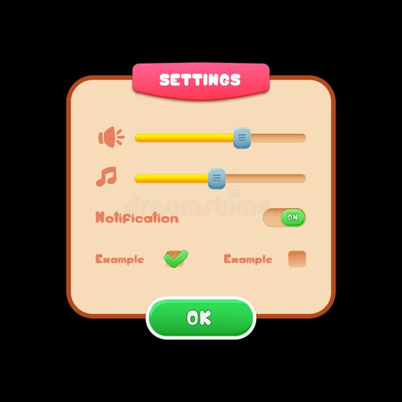 Game Settings Ui Vector Elements Design Stock Vector - Illustration of ...