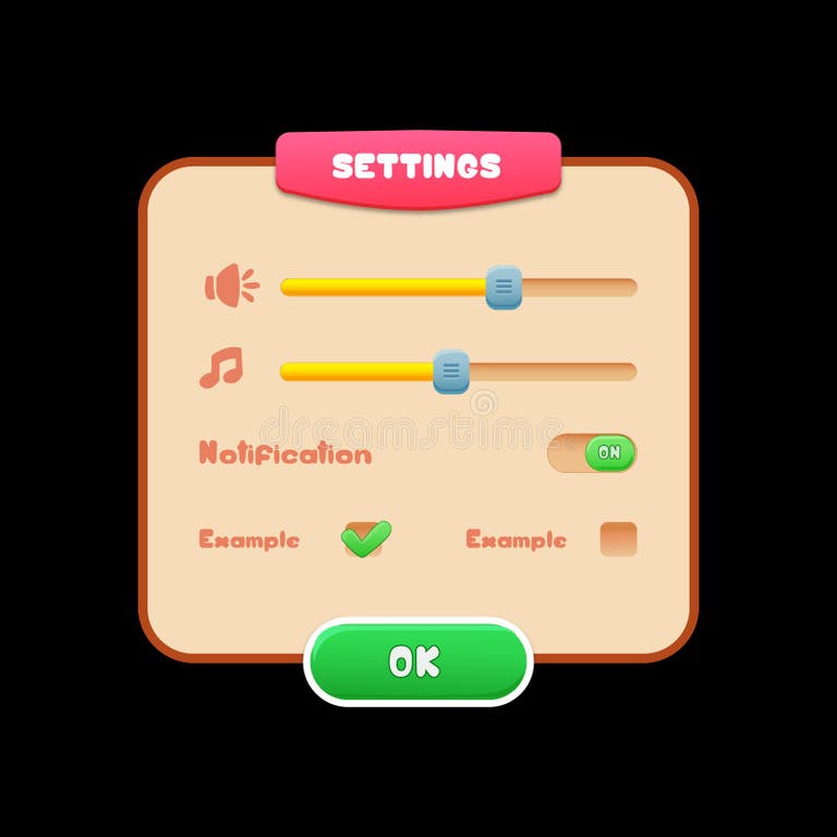 Game Settings Ui Vector Elements Design Stock Vector - Illustration of ...