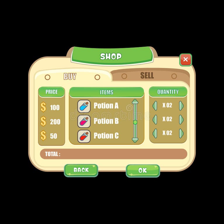 Game Shop Ui Vector Elements Design Stock Illustration - Illustration ...