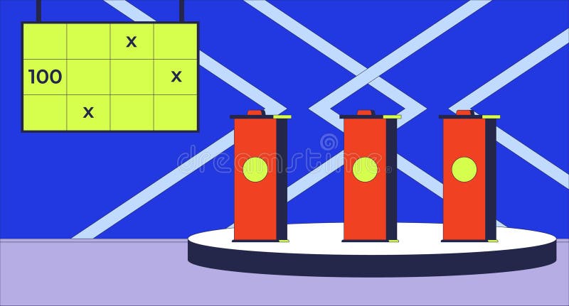 Game Show Studio with Push Buzzers and Score Display Flat Illustration ...