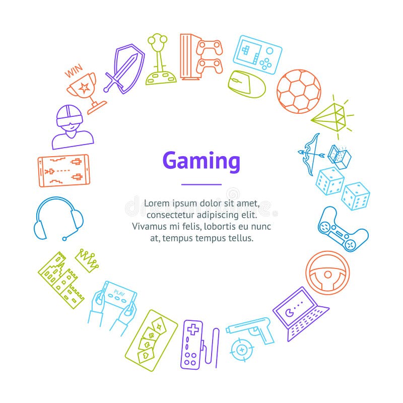 Game Signs Thin Line Icon Round Design Template . Vector Stock Vector ...