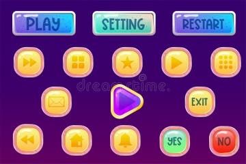 Game Space Button Kit Great for 2D Mobile Games. Cartoon Vector ...