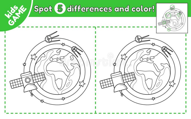 Game Spot Differences with Planet Earth in Space Stock Vector ...