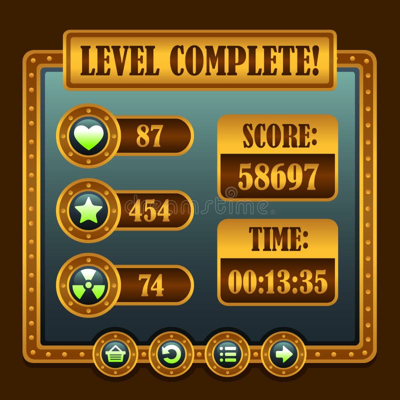 Game Steampunk Level Complete Icons Stock Vector - Illustration of ...