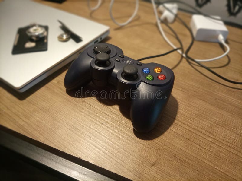 Game Stick and Laptop on the Table Stock Image - Image of table, stick ...