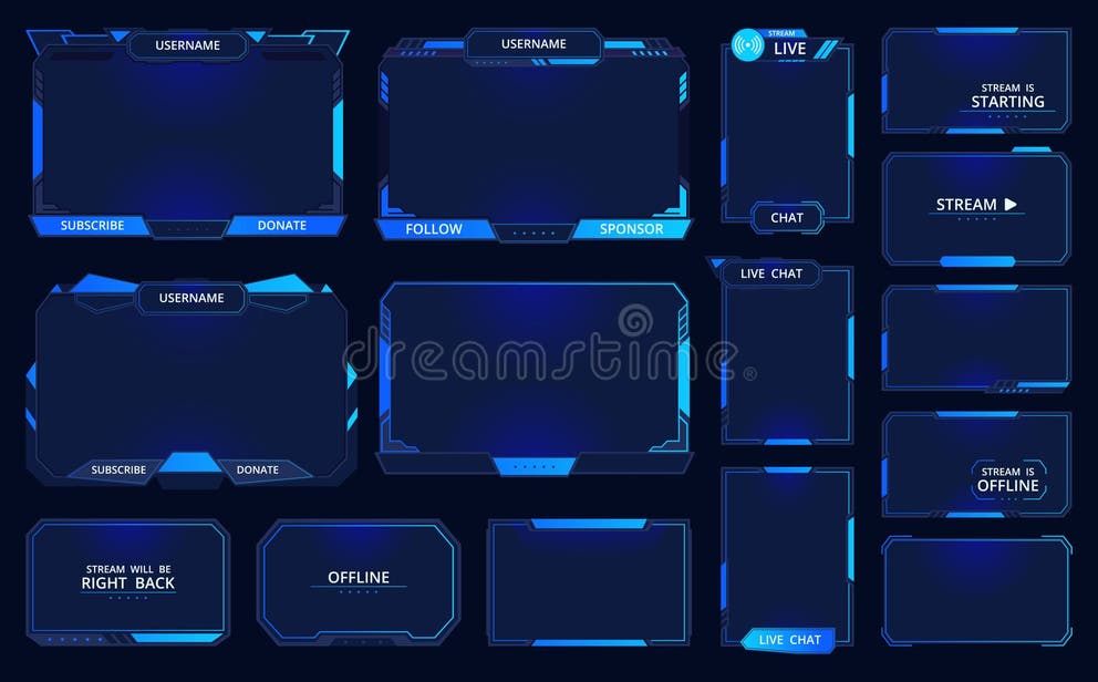 Game Stream Frames. Futuristic Gamers Live Streaming Interface Screen ...