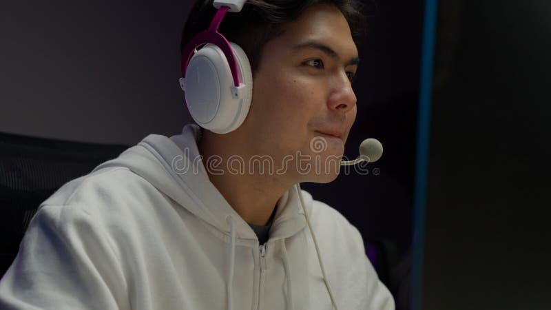 Game Streamer Using Pc Setup Playing Multiplayer First Person Shooter ...