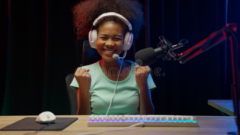 Game Streamer Using Pc Setup Playing Multiplayer First Person Shooter ...