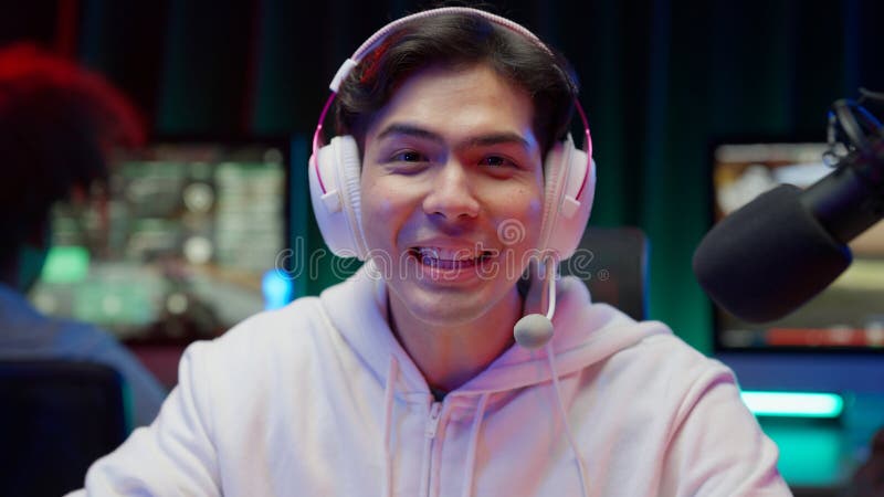 Game Streamer Using Pc Setup Playing Multiplayer First Person Shooter ...