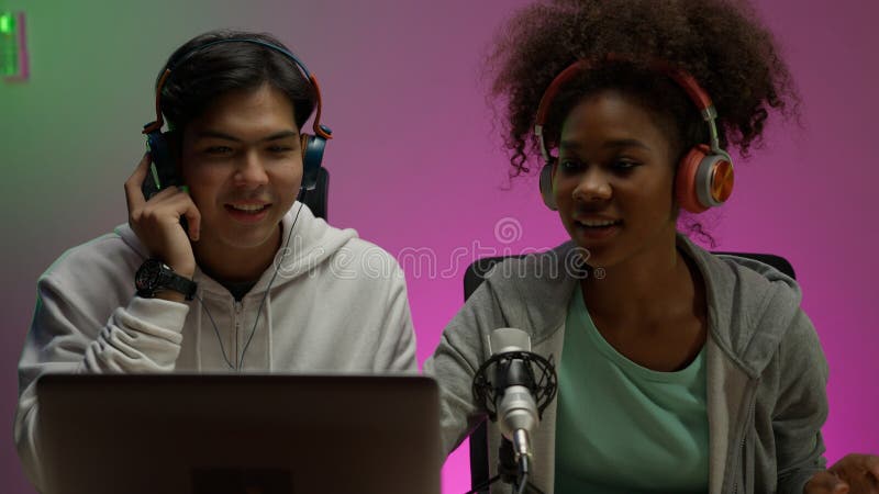 Game Streamer Using Pc Setup Playing Multiplayer First Person Shooter ...