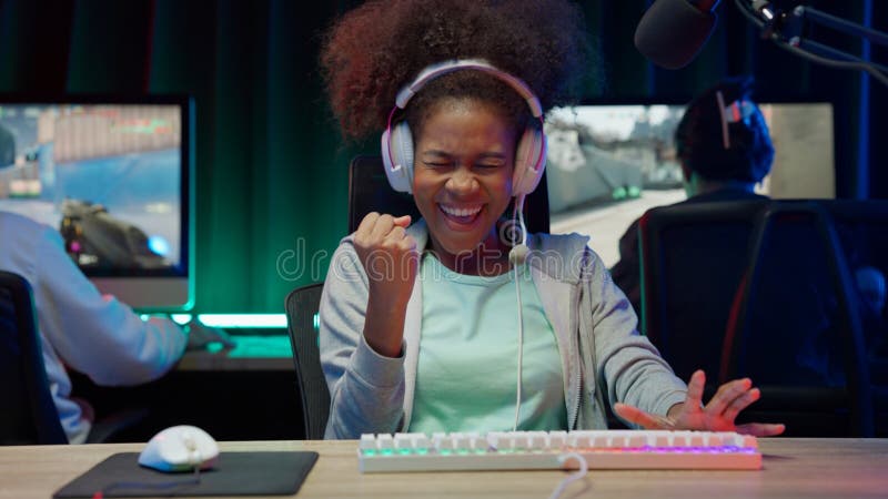 Game Streamer Using Pc Setup Playing Multiplayer First Person Shooter ...