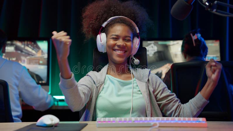 Game Streamer Using Pc Setup Playing Multiplayer First Person Shooter ...