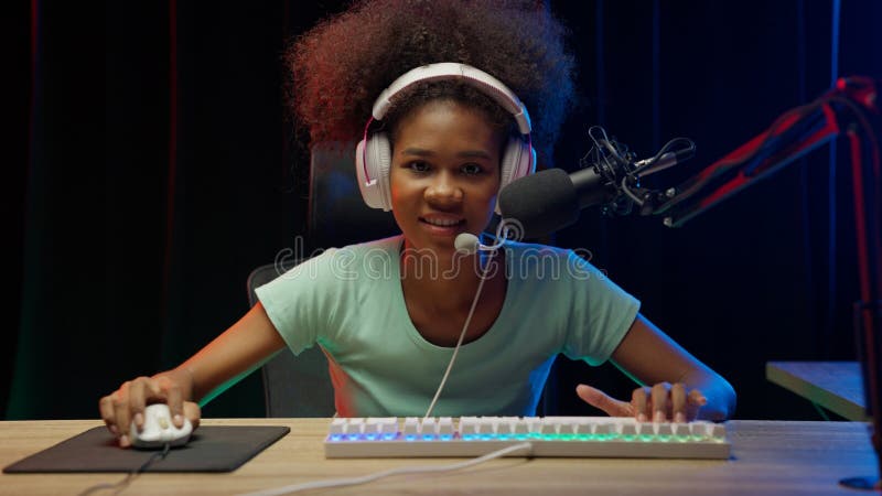 Game Streamer Using Pc Setup Playing Multiplayer First Person Shooter ...