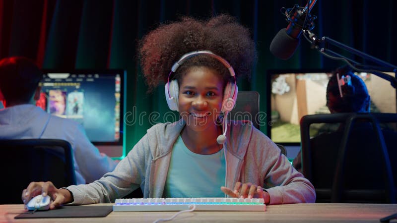 Game Streamer Using Pc Setup Playing Multiplayer First Person Shooter ...