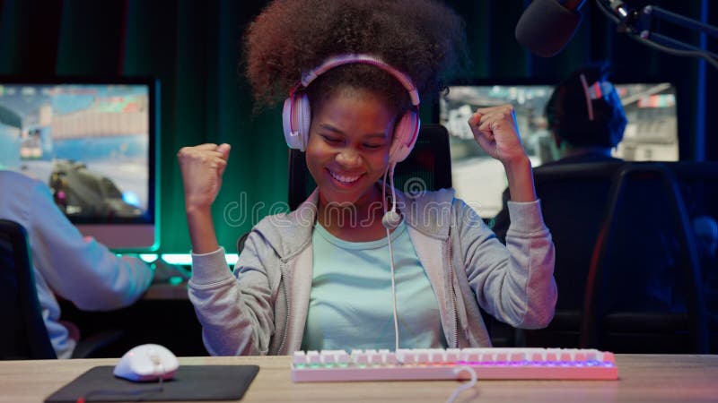 Game Streamer Using Pc Setup Playing Multiplayer First Person Shooter ...