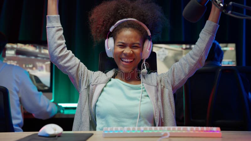 Game Streamer Using Pc Setup Playing Multiplayer First Person Shooter ...