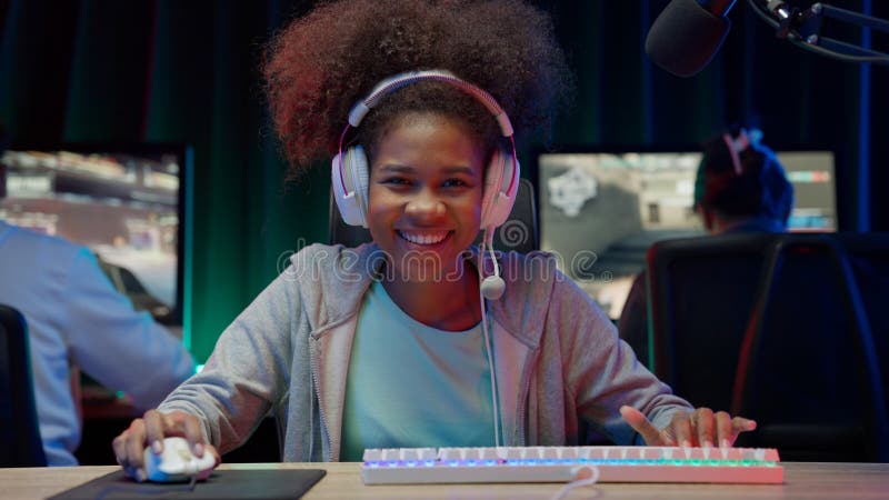 Game Streamer Using Pc Setup Playing Multiplayer First Person Shooter ...