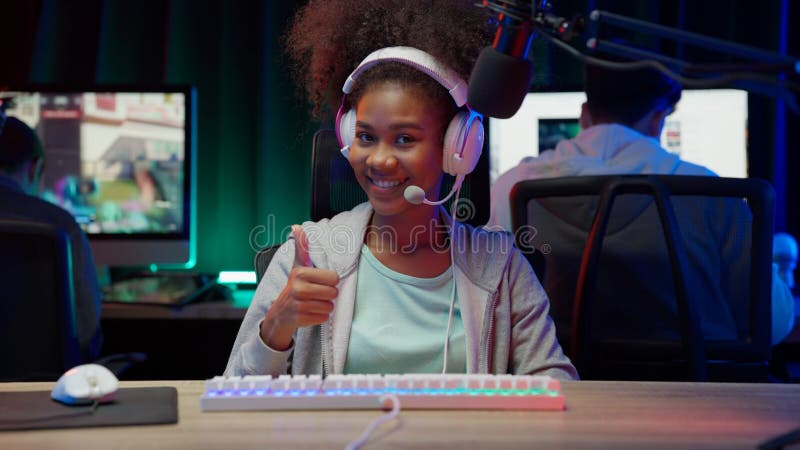 Game Streamer Using Pc Setup Playing Multiplayer First Person Shooter ...