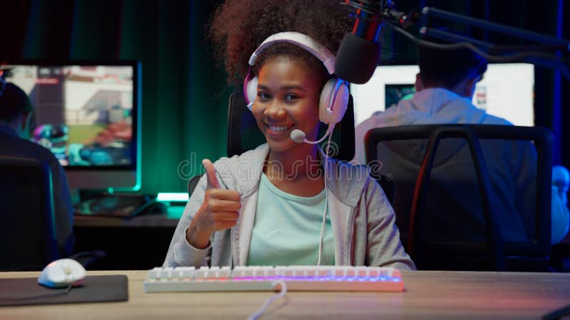 Game Streamer Using Pc Setup Playing Multiplayer First Person Shooter ...