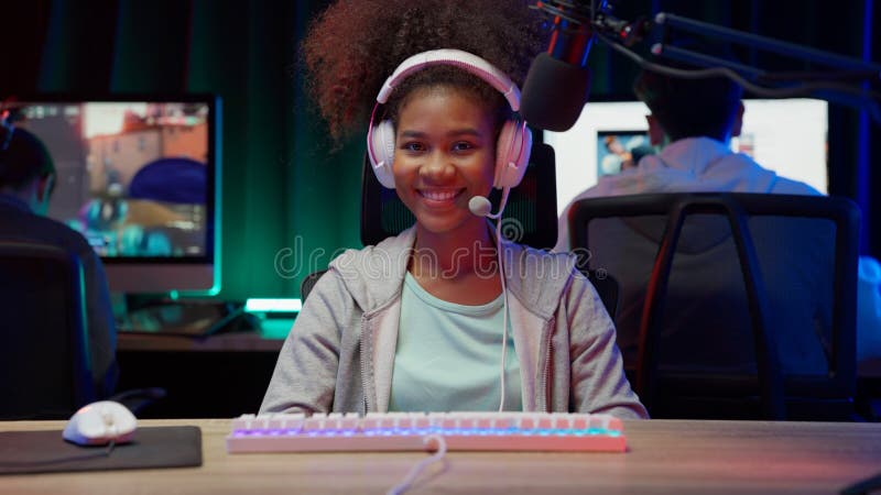 Game Streamer Using Pc Setup Playing Multiplayer First Person Shooter ...