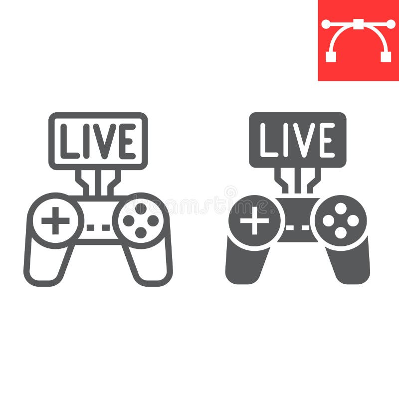 Game Streaming Glyph Icon, Video Games and Stream, Live Stream Sign ...