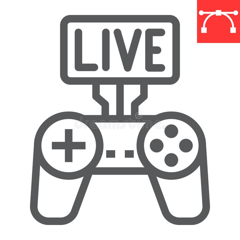 Game Streaming Line Icon, Video Games and Stream, Live Stream Sign ...
