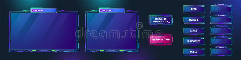 Game Streaming Overlay Panels with Ice Texture Stock Vector ...