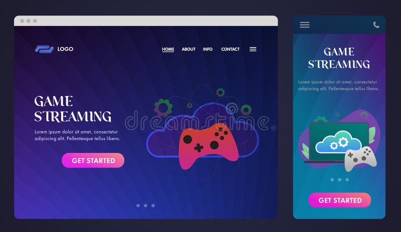 Game Streaming UI UX Abstract Website Template and GUI Mobile ...