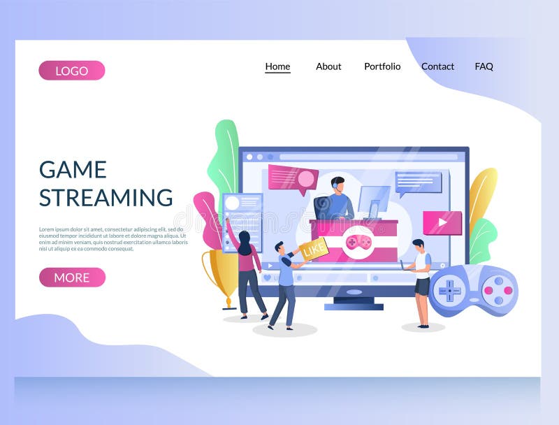 Game Streaming Vector Website Landing Page Design Template Stock Vector ...