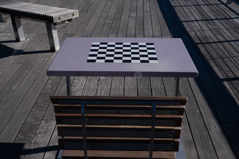 Game Table with a Chess Pattern and Benches Outdoors Stock Image ...