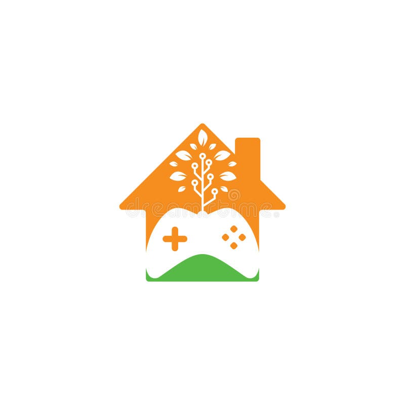 Game and Tech Tree House Shape Concept Logo Design Stock Vector ...