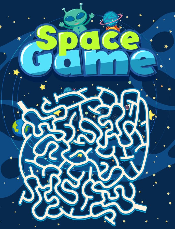 Alien Space Maze Puzzle Game Stock Vector - Illustration of flag ...