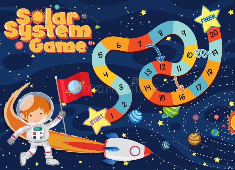 Game Template with Astronaut and Spaceship in Background Stock Vector ...