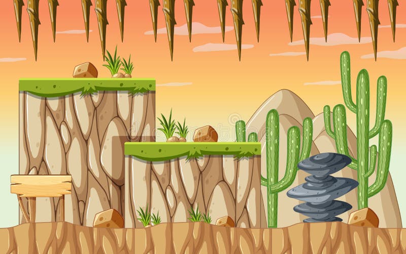 A Game Template Desert Scene Stock Vector - Illustration of activity ...