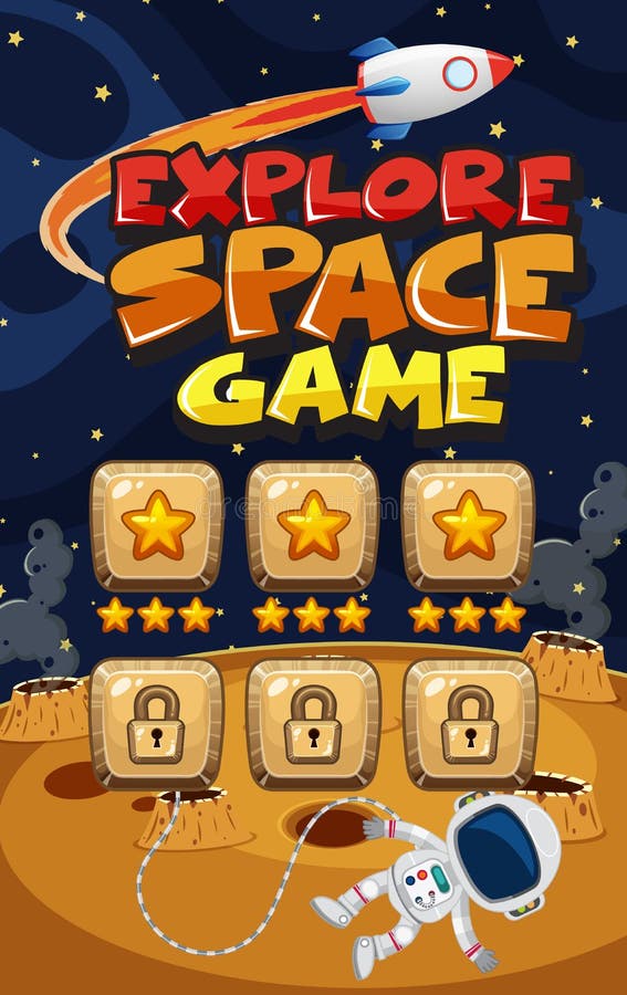 Game Template Design for Explore Space with Spaceship Flying in ...