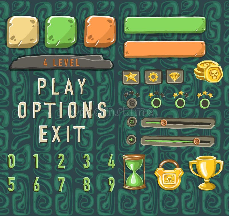 Game Template with Elements of Game Objects Stock Illustration ...