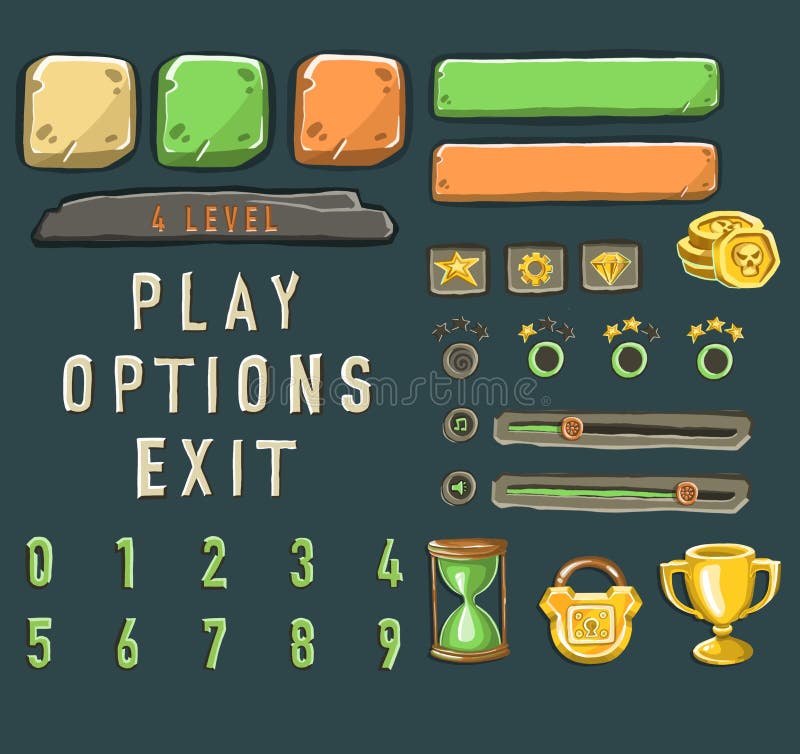 Game Template with Elements of Game Objects Stock Illustration ...