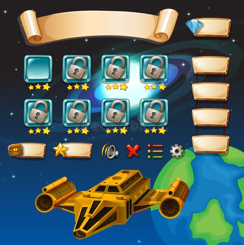 Game Template with Galaxy Background Stock Vector - Illustration of ...