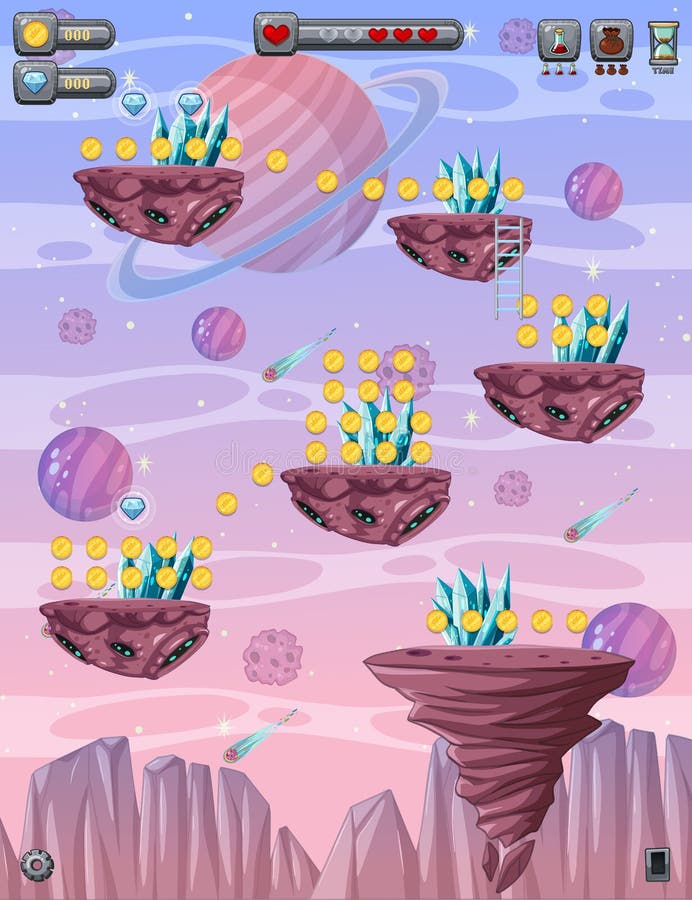 A Game Template Galaxy Scene Stock Vector - Illustration of playing ...