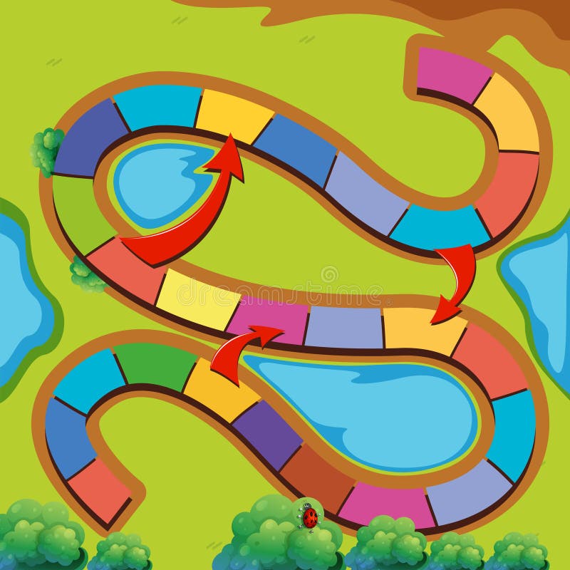 Board Game with a Block Path on a Green Park with Billboards Stock ...